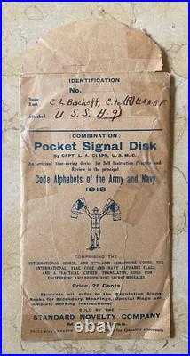 WW1 US NAVY USS H-9 SUBMARINER’S ID’d SEMAPHORE / MORSE CODE POCKET ...