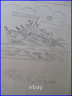 WWII USN Sailor Souvenir Album, USS Bennett, Drawings Letters Kamikaze ...